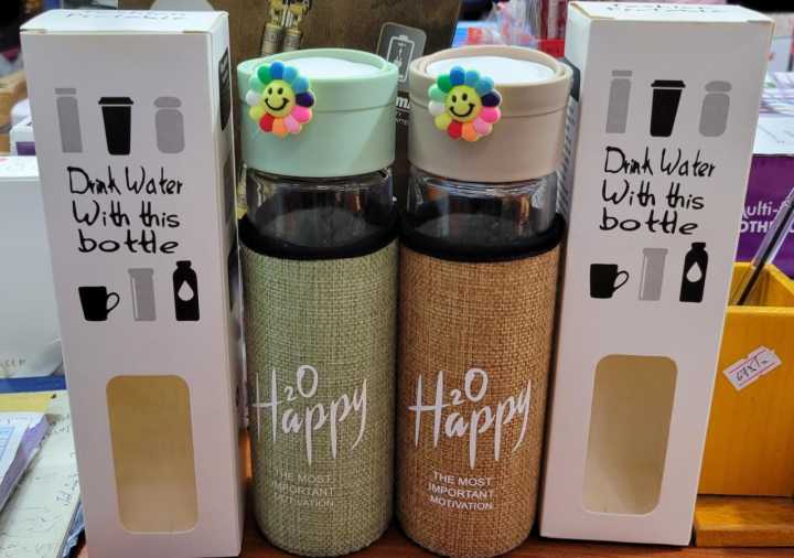 GLASS WATER BOTTLE G420-24 500ml and 600ml | Daraz.lk