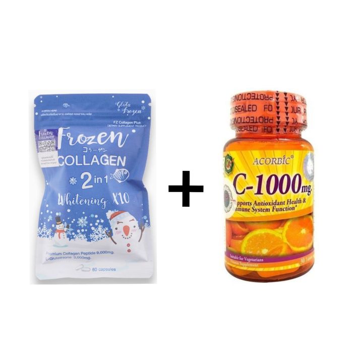 Frozen collagen 60 capsules and Acorbic C-1000mg | Daraz.lk