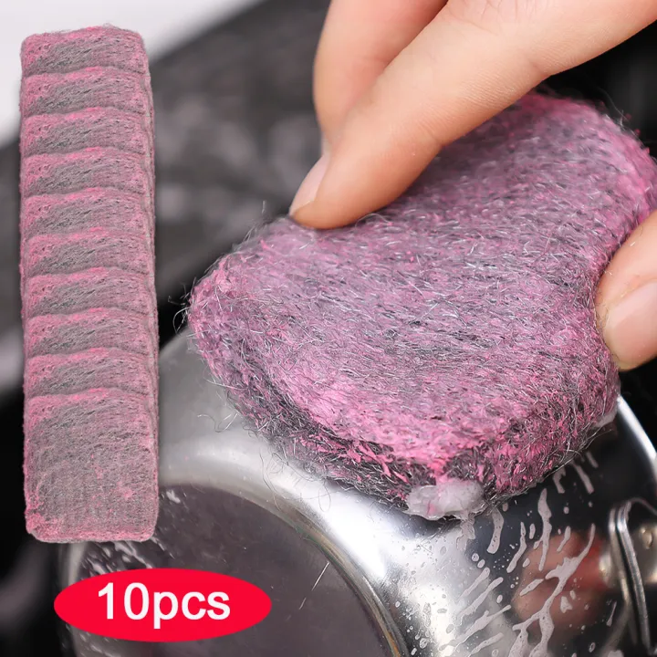 10Pcs/Set Steel Wire Dishrag with Soap Non -oil Brush Rag Reusable ...