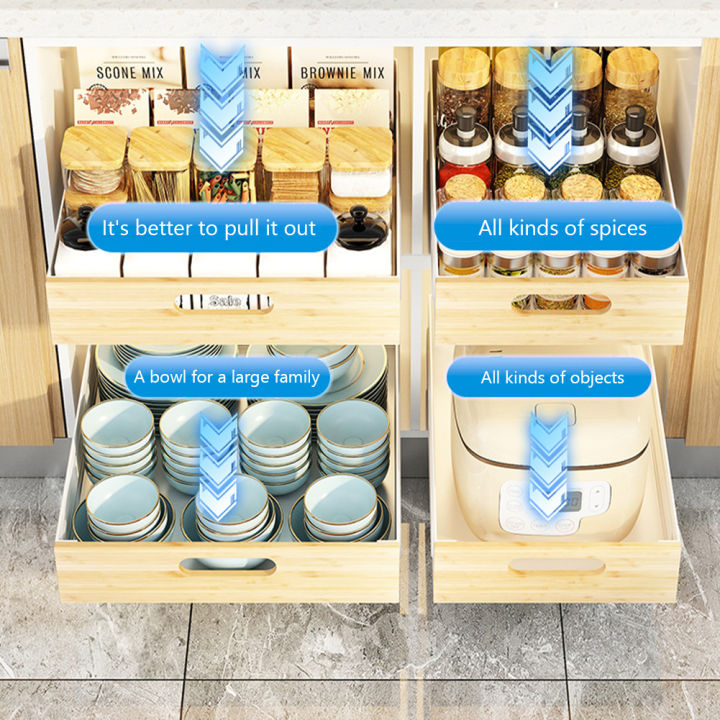 Kidlove Cabinet Pull Out Drawer Carbon Steel Slide-Out Shelves Pull Out ...