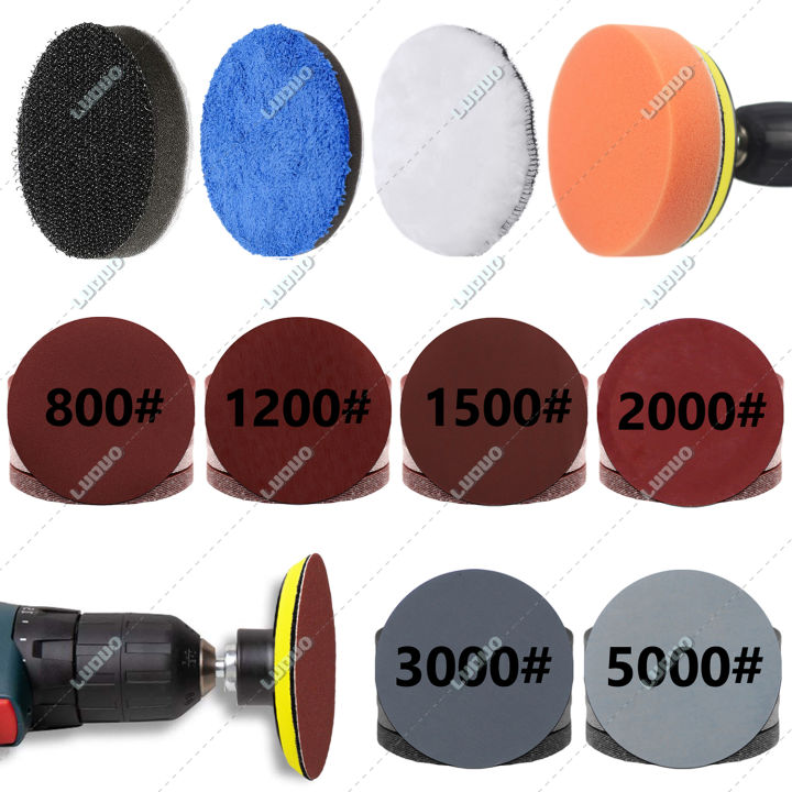 Car Polishing Buffing Sponge Foam Wool Pads Sandpaper Kit For Waxing ...