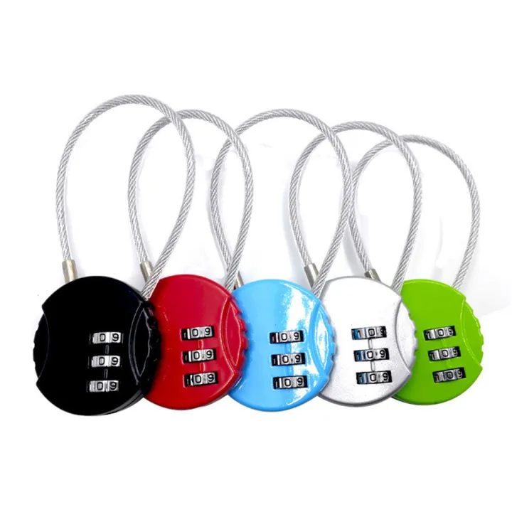 Lightweight Wire Rope Combination Lock Stylish Compact Easy-To-Use 3 ...