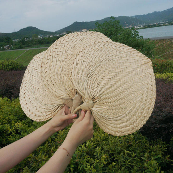 Natural raffia Raffia Hand Fans Stringed Summer Handmade Raffia Fans ...