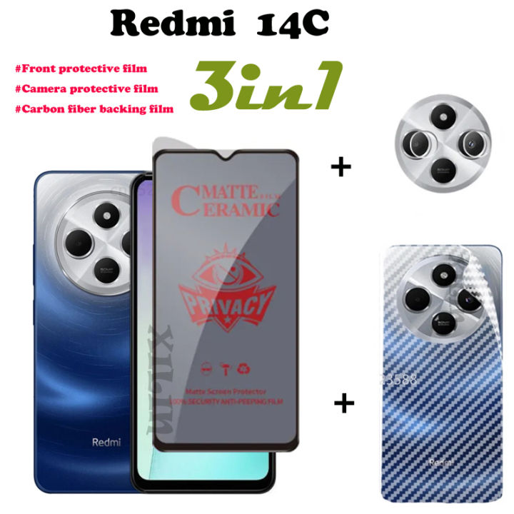 3IN1 For Redmi 14C/ Redmi 14R Full Screen Soft Matte Anti- Privacy ...