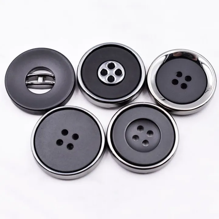 round Black Suit Buttons Matte Pants Resin Button Trench Coat Coat ...