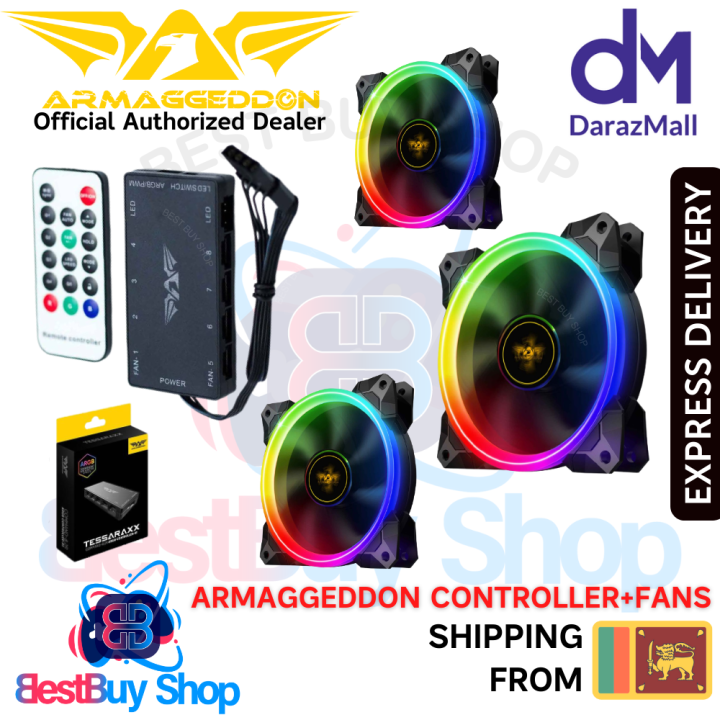Armaggeddon Loop RGB PC Fan Single Ring + Tessaraxx Command Controller ...