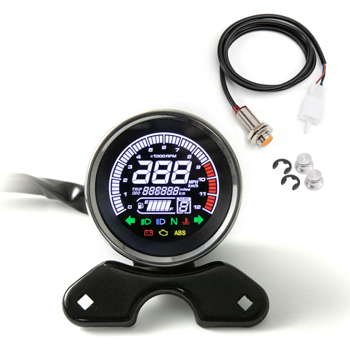 Motorcycle 12V LED LCD Digital Odometer Speedometer Tachometer For ...
