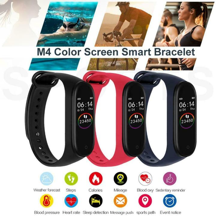 M4 Smart Band Fitness Tracker Watch Sport Bracelet Heart Rate Blood ...