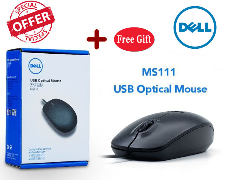 Computer Mouse Dell Mouse Ms111 USB Wired For PC, Apple, Mac, Android ...