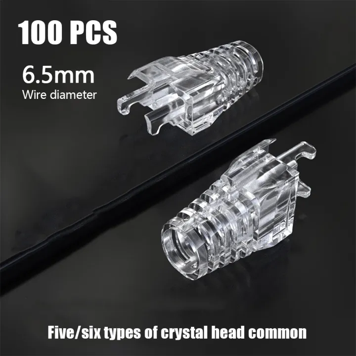 100pcs Boots Connector Cover Rj45 Cat6 Caps Strain Relief Lan Connector ...