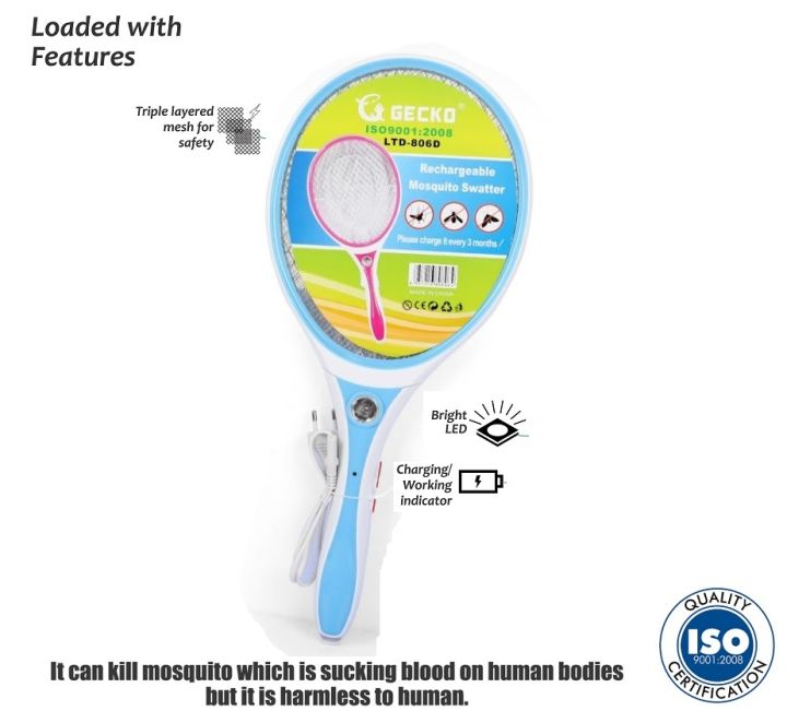 Rechargeable Mosquito Racket with Torch Light | Mosquito Fly Insect ...