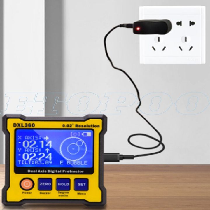 DXL360S /DXL 360 Rechargeable Dual Axis Digital Angle Protractor Dual ...