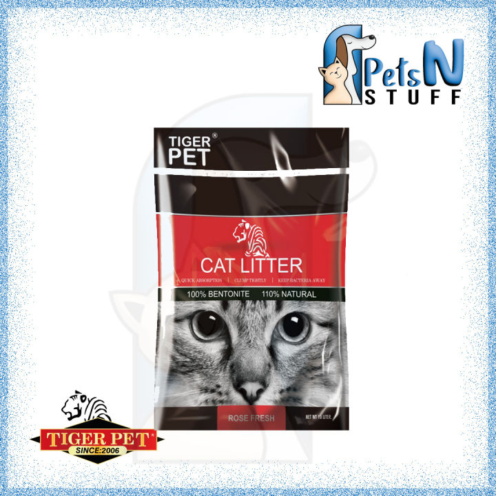 Tiger Pets Rose Fragrance Clumping Cat Litter 100% Bio-degradable 10L ...