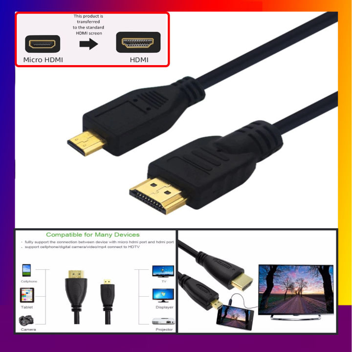 Micro HDMI to HDMI Cable 1.5M 4K Raspberry Pi 4 Model B Model B Micro HDMI to HDMI Cable Adapter ...