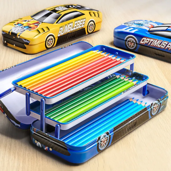 Disney Car Stationery Box Iron Pupils' Pencil Case Three-Layer Children ...