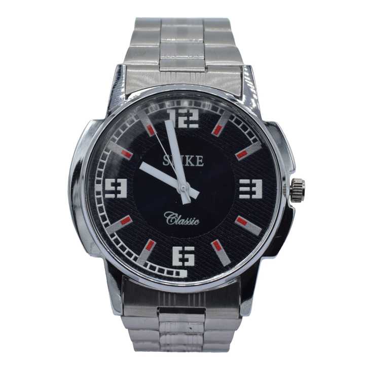SPIKE BLACK DIAL SILVER COLOR METAL GENTS WATCH | Daraz.lk