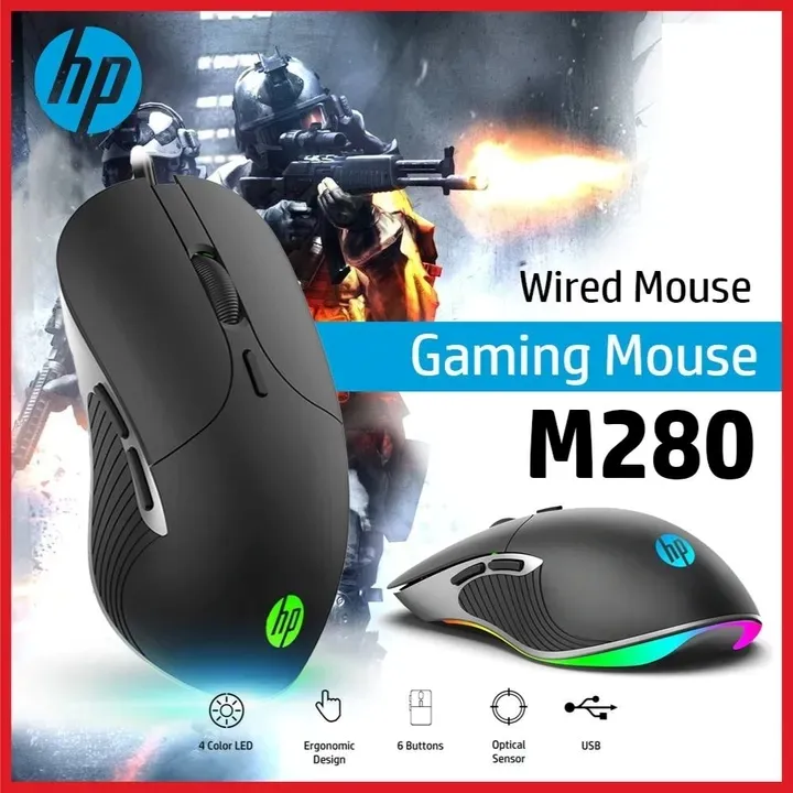 HP M280 USB Gaming Mouse 6 LED Ultra fast FPS 64000 DPI fremeRate 3000 ...