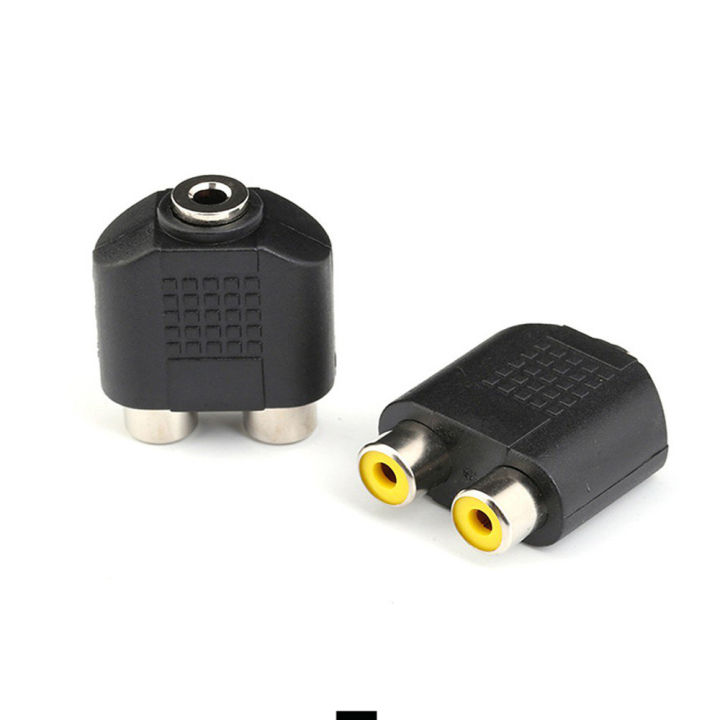3.5mm Aux Female to 2 RCA Female Audio Connector Adapter 3.5mm two 2RCA ...
