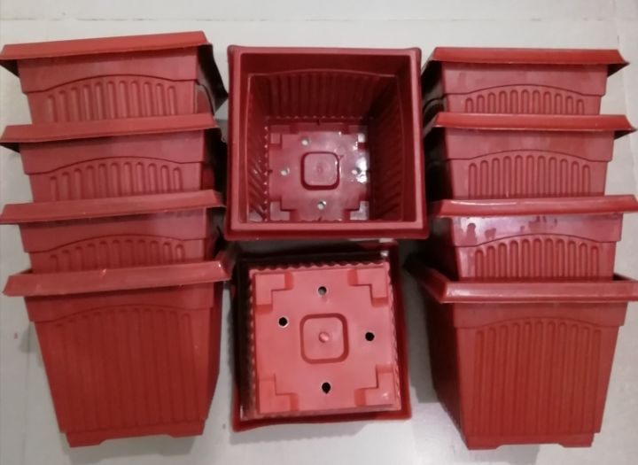 Plastic Pots (HEIGHT-14cm/WIDE-16cm)-10 PCS PER PACK-Black , Red,Black ...