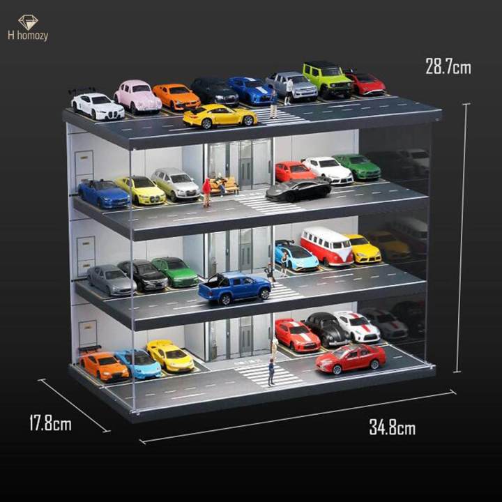 1:64 Parking Lot Vehicle Garage Showcase for Diecast Car Mini Dolls ...