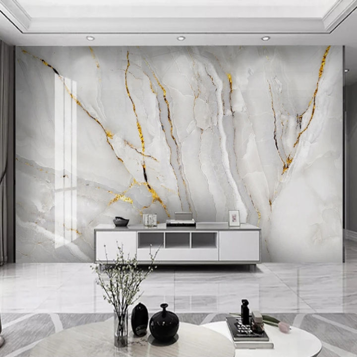 Custom Photo Wallpaper Modern Light Luxury Golden Marble Landscape ...