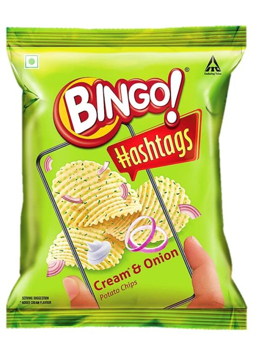 Bingo Hashtags Cream & Onion Potato Chips 22.5gm 'UNIQUE' (FROM INDIA ...