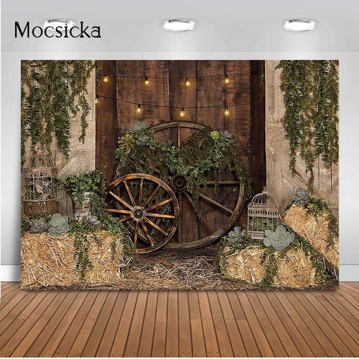 Haystack Portrait Photography Backdrop Rustic Wood Photo Booth ...