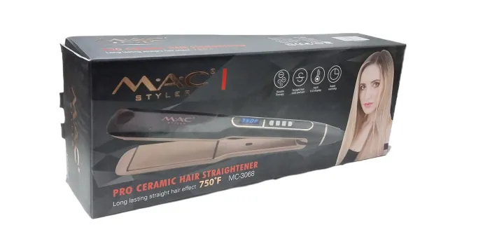 Mac Professional Styler Ceramic PRO Hair Straightener (MC-3068) With 6 ...