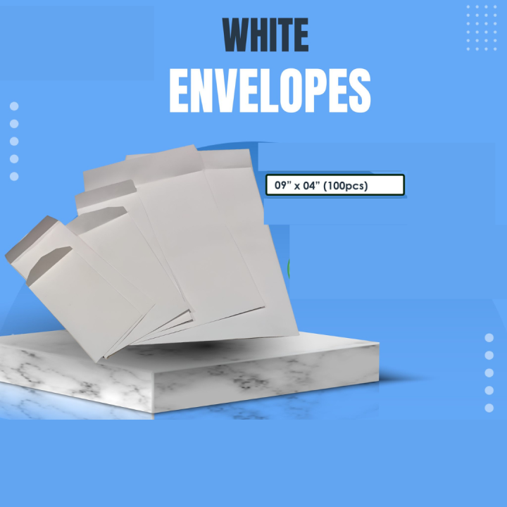 100 Pcs white Envelope Paper Envelope Bundle - Size 9” X 4” | Daraz.lk