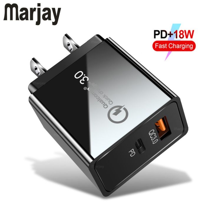 Marjay 18W USB Charger Quick Charge PD 3.0 Fast Charger Adapter ...