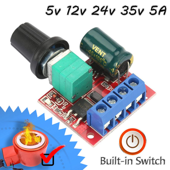 5V-35V 5A 90W Dc Motor PWM Speed Controller Speed LED Switch Dimmer ...