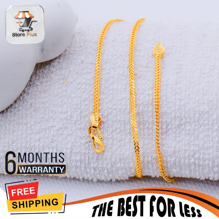 2MM Foxtail 24K Gold Plated Necklace For Women Man Fashion Wedding ...