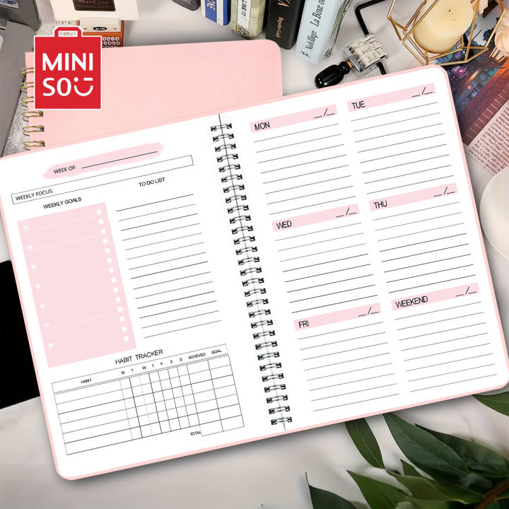 【MINISO】👍👍 52 Weeks Weekly Planner Notebook A5 Undated Spiral Agenda ...