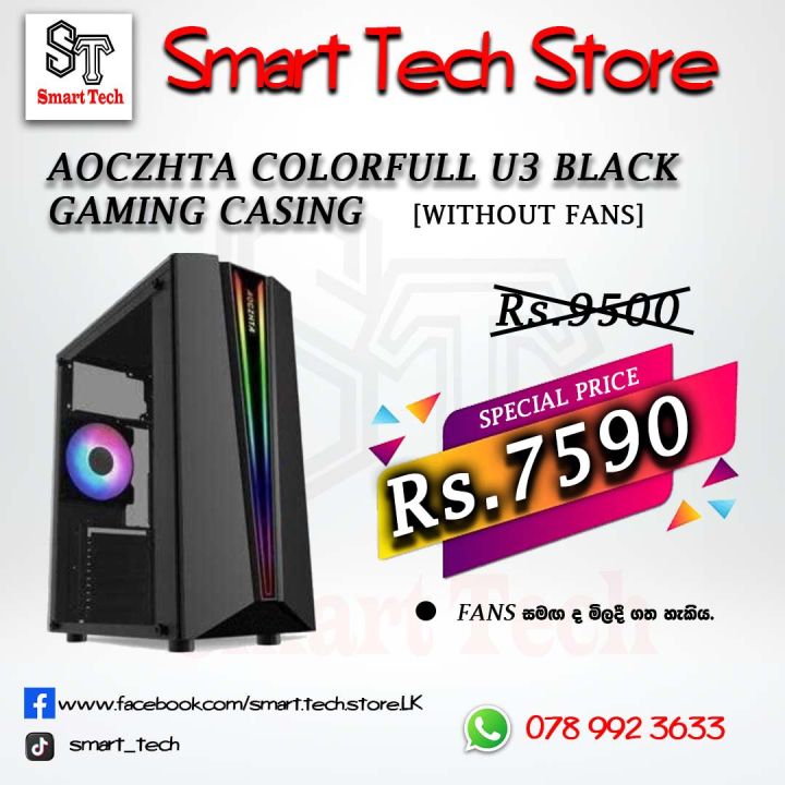 BRAND NEW AOCZHTA COLORFULL U3 BLACK Gaming Casing Without Fans | Daraz.lk