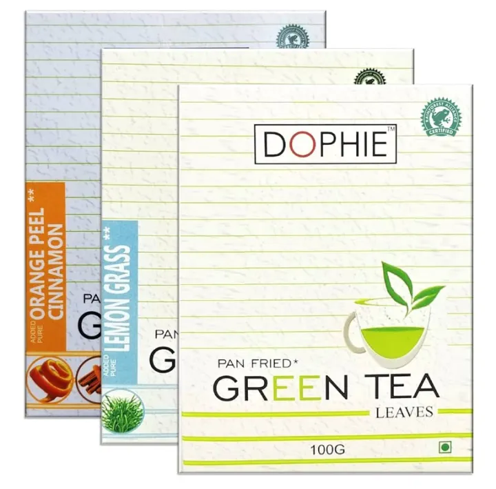 Dophie green tea (Pack of-3) Regular green tea , Lemongrass green tea ...