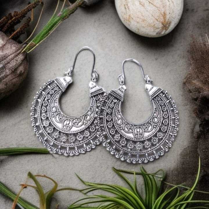 Ancient Tibetan Filigree Flower Ornate Earrings | Daraz.lk
