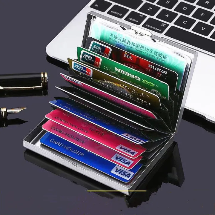 Stainless Steel Credit Card Holder Men Slim Anti RFID Travel ID ...