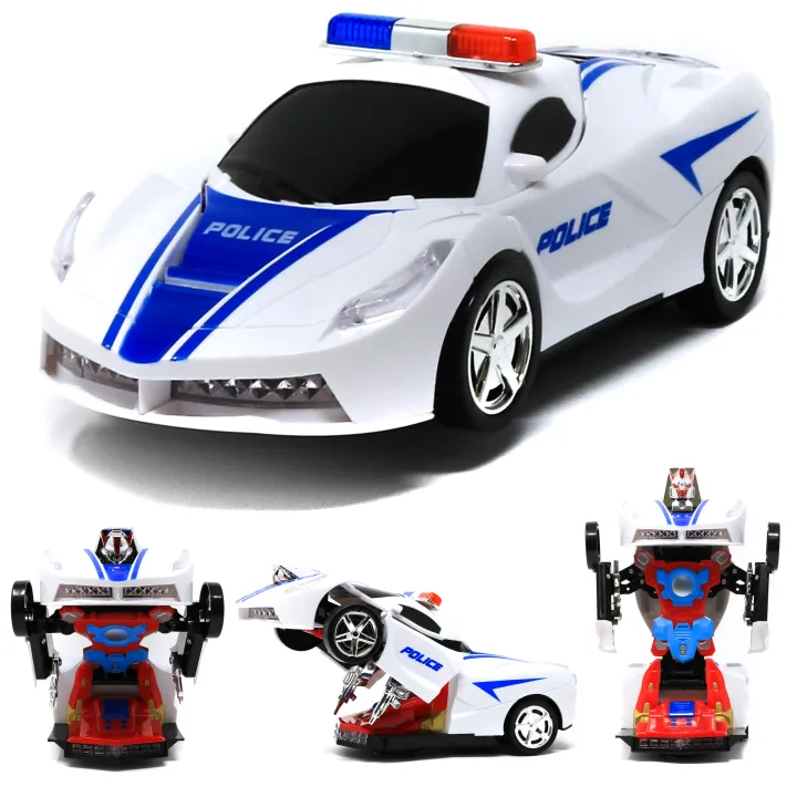 2-In-1 Robot Toy Police Car Transformer Robot With Lights And Sounds ...