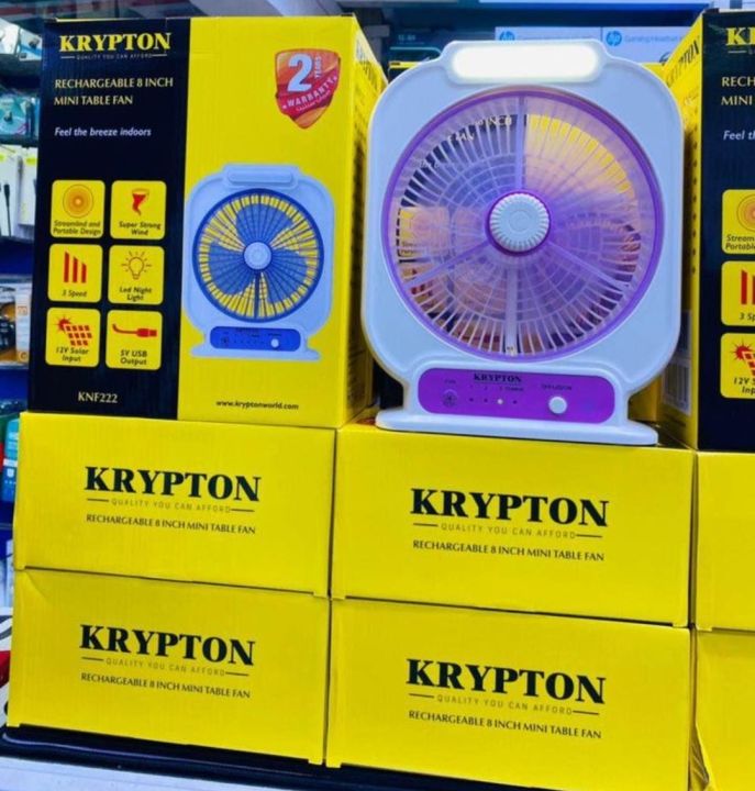 KRYPTON RECHARGEABLE 8 INCH MINI TABLE FAN | Daraz.lk