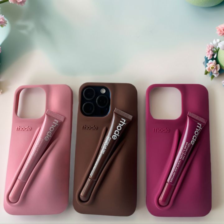 INS New Color Lipstick Silicone DIY Rhode Phone Case For iPhone 16 15 ...