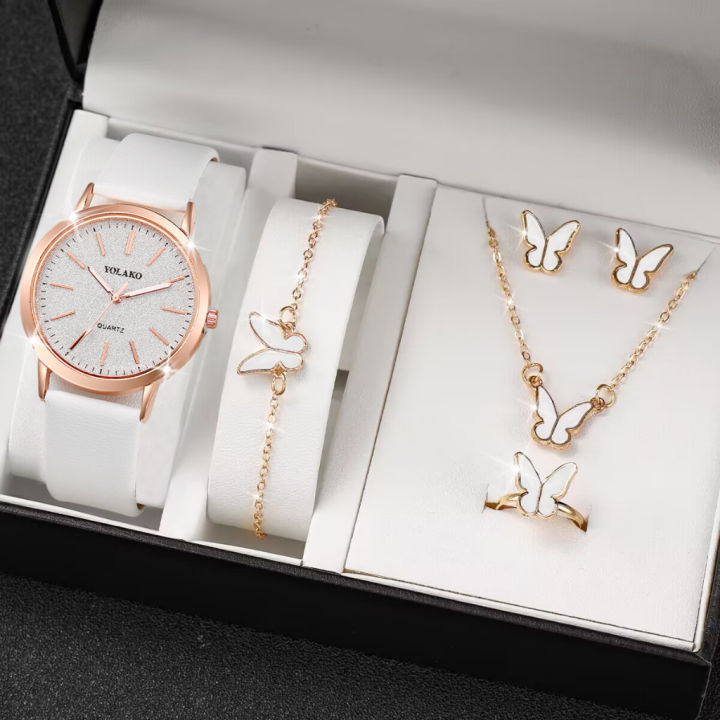 6pcs Waterproof Women's Watch and Butterfly Accessories Girls Daily ...
