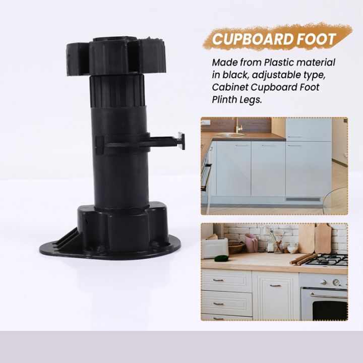 AC62-2X Plastic Adjustable Height Kitchen Cupboard Plinth Foot Leg Pair ...