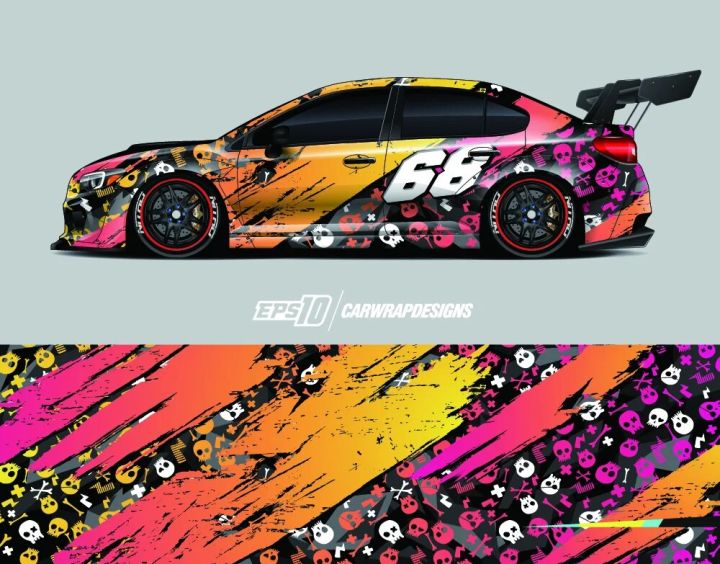Skull Full Body Vinyl Wrap Modern Design Vector Image Car Full Wrap ...