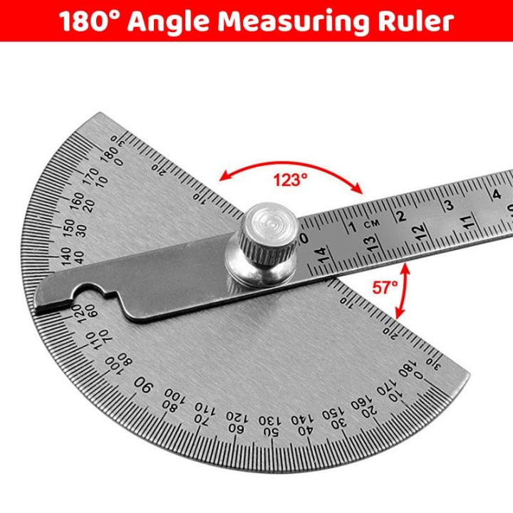 180° Angle Ruler Protractor Stainless Steel Ruler With 180 Degree Angle ...