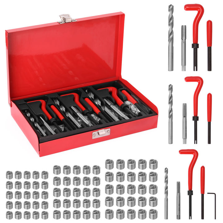 KOGEEK 88Pcs Car Thread Repairing Tool Kit Spanner Wrench Inserts Drill Tap Set for Restoring ...