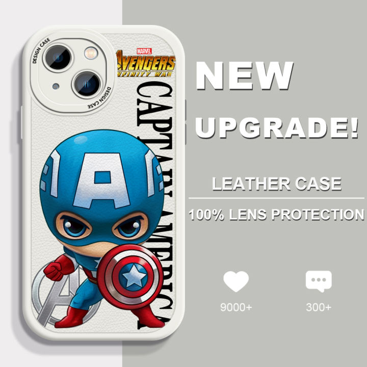AMORVOR for iPhone 13 Back Cover Marvel Superhero Print PU Leather Case ...