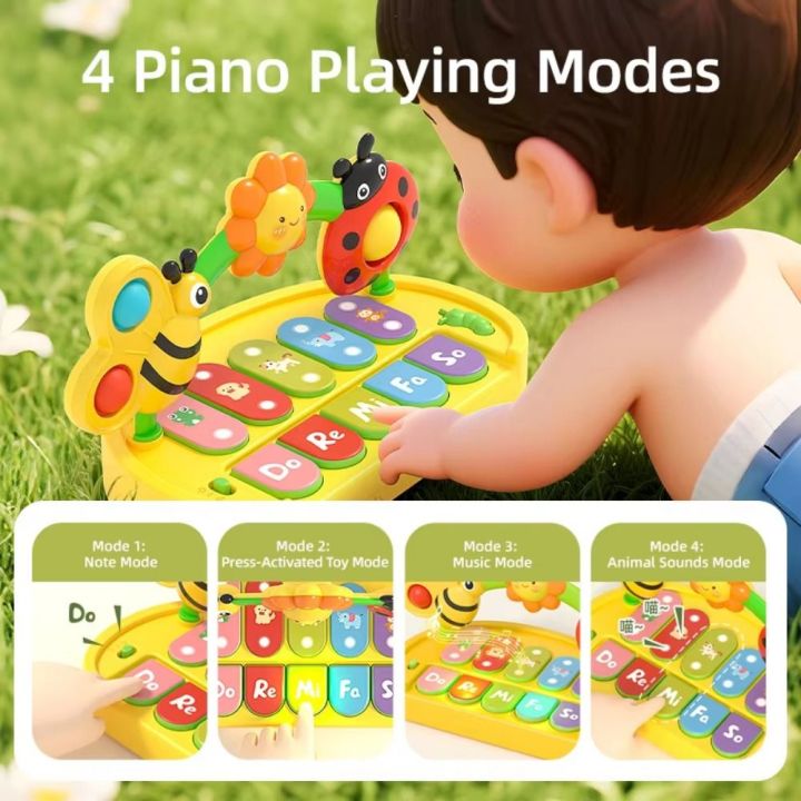 Sensory Toys Plastic Musical Piano Toy Montessori Puzzle Insect Musical ...