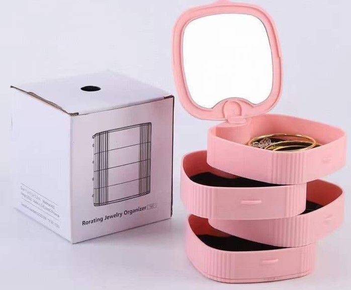portable storage jewellery box organizer 4 layer box With Mirror ...