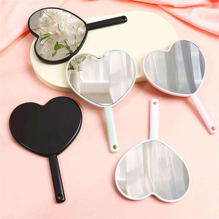 Plastic Handheld Mirror Lightweight Portable Heart-shaped Makeup Mirror ...