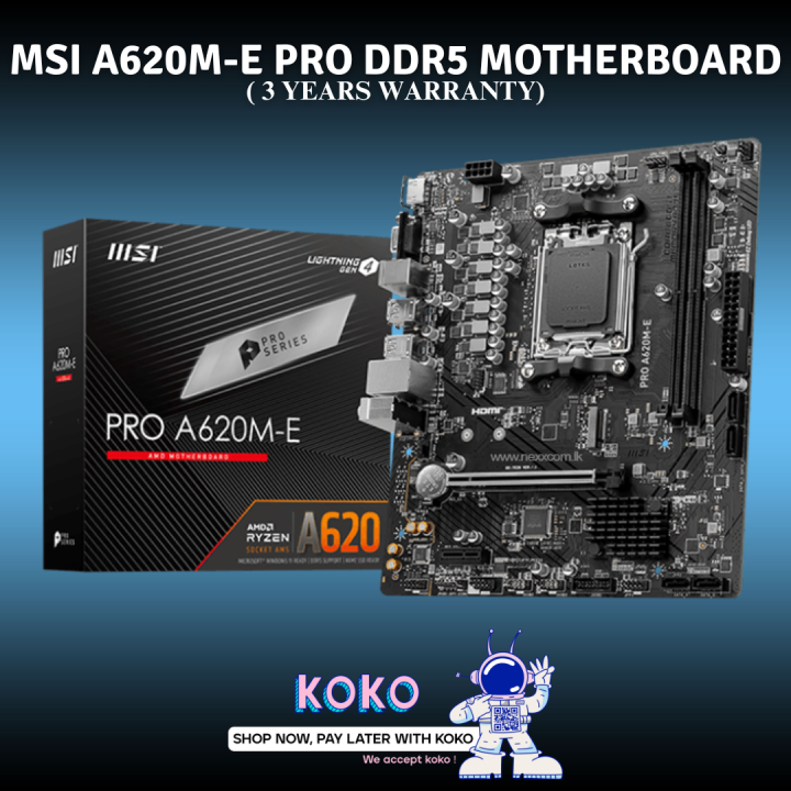 MSI A620M-E PRO DDR5 MOTHERBOARD ( 3 YEARS WARRANTY) | Daraz.lk